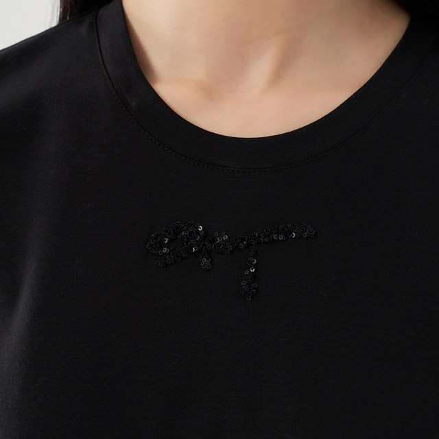 OTT summer new product loose straight version calligraphy embroidered ...