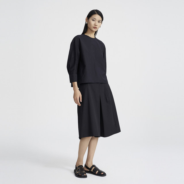 OTT Spring and Autumn New Shirt Cuff Short Box Round Neck Top Women's ...