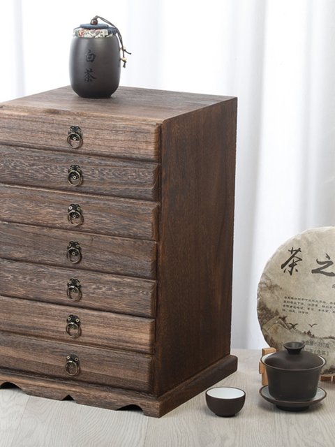 Pu'er tea cake storage box solid wood tea plate retro tea box tea cake ...