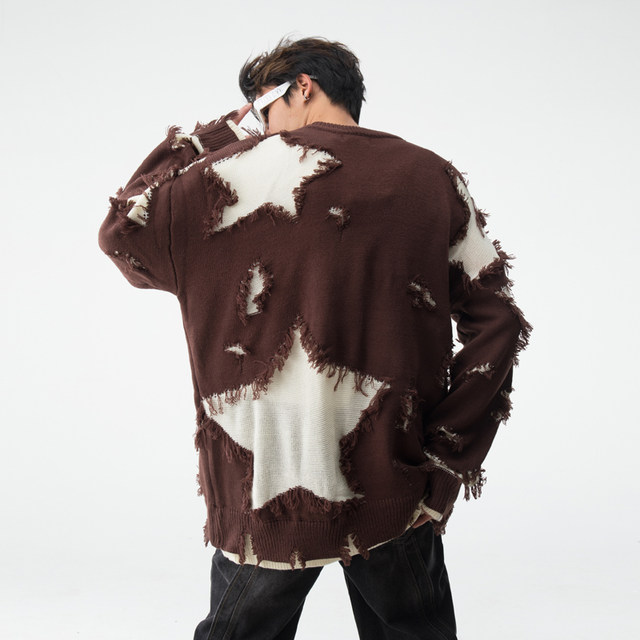 Trendy brand niche raw edge design sweaters for men and women spring ...