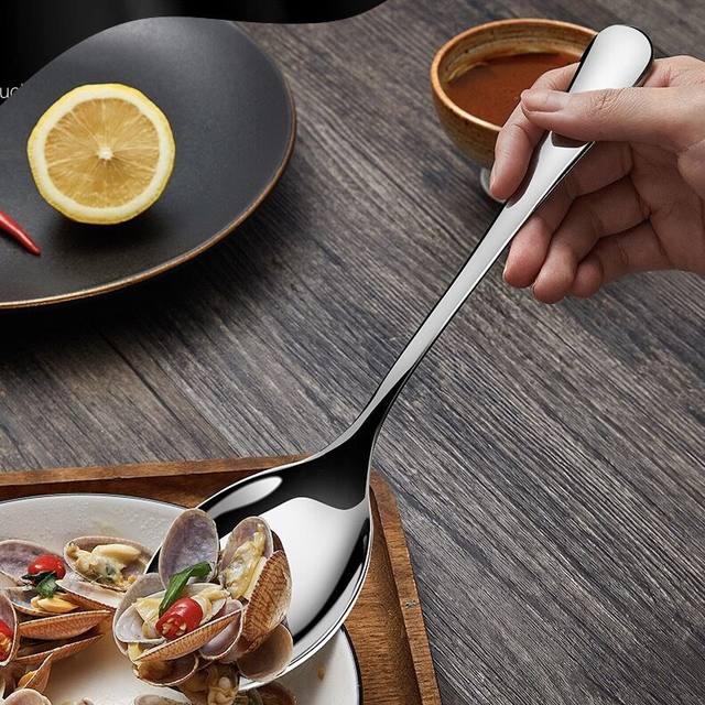 410 stainless steel public spoon, thickened long-handled spoon, dish ...