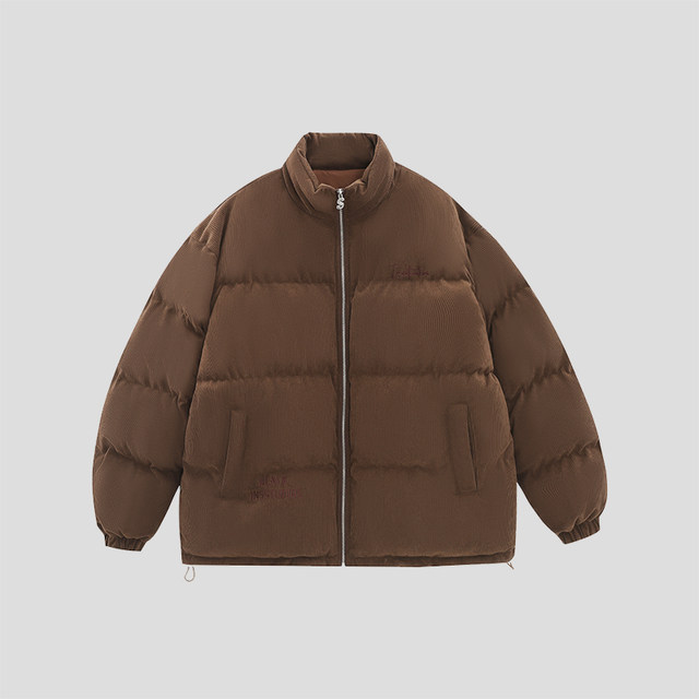 INSstudios national fashion brand couple American winter embroidered LOGO corduroy cotton jacket ...