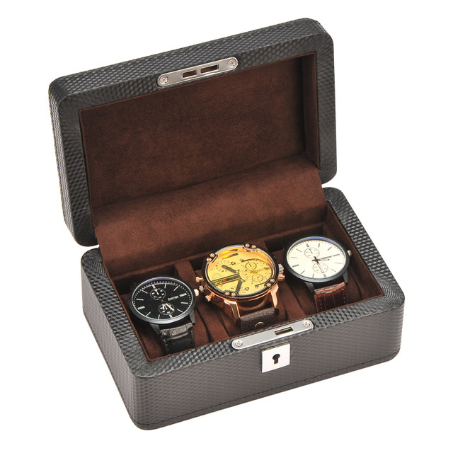 Lili carbon fiber pattern leather watch box wood -made Nordic simple ...