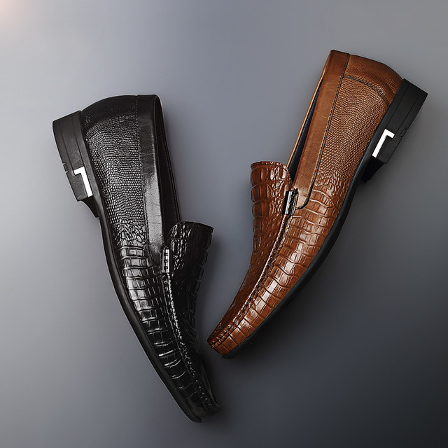 VQGT British men's crocodile pattern business casual beanie shoes slip ...