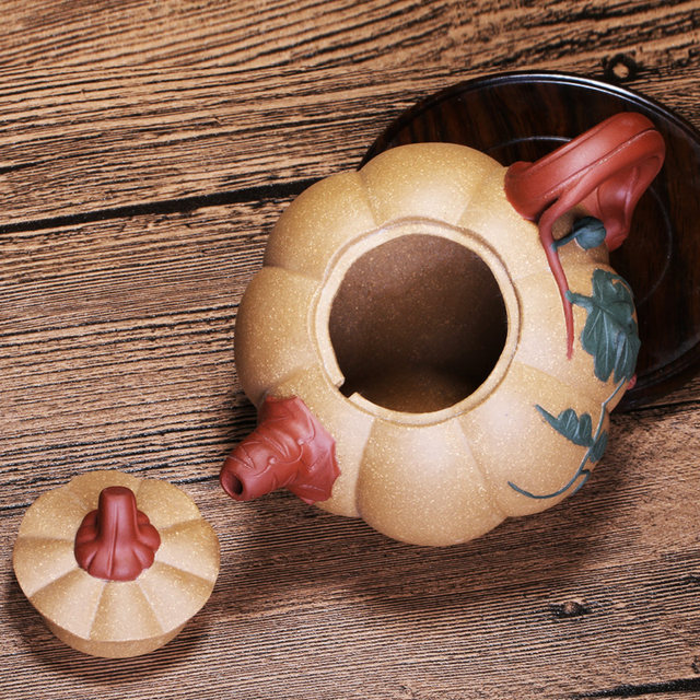 Zisha pot Yixing Zisha pot Two -color pumpkin handmade original ore ...