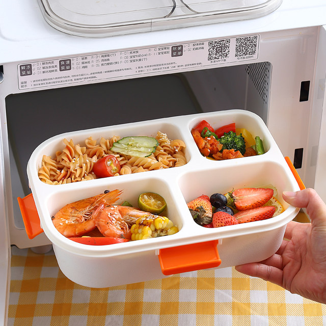 The lunch box can be heated in the microwave, students have ...