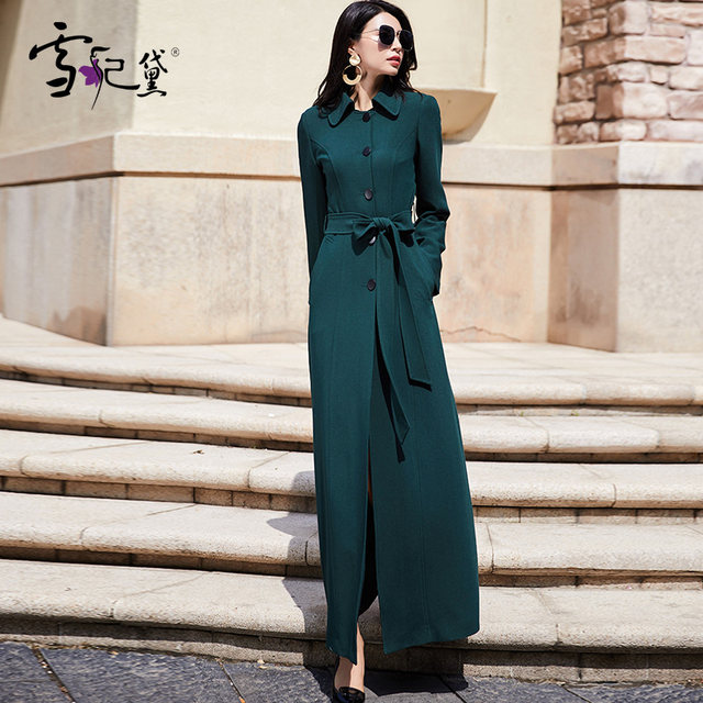 Spring and Autumn Windbreaker Women's Long Over-the-Knee 2024 Autumn ...