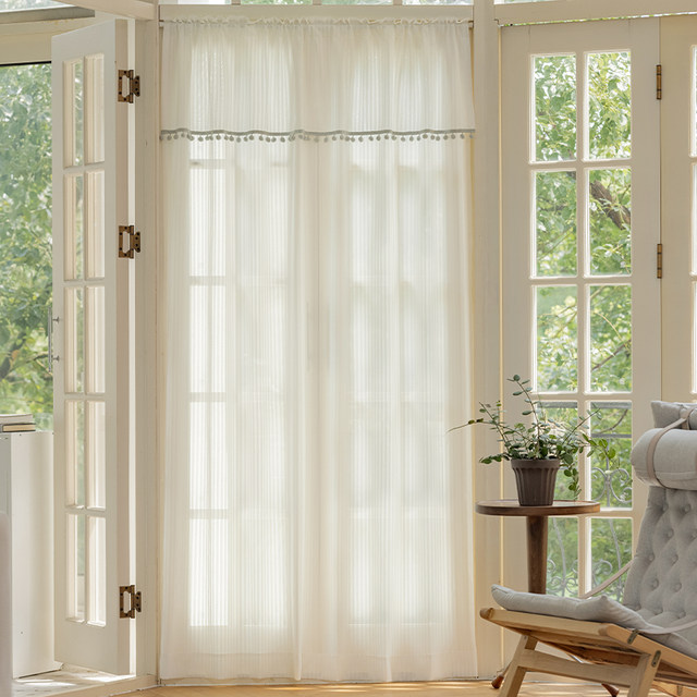 2024 new style punch-free Velcro curtains, gauze curtains, French white ...