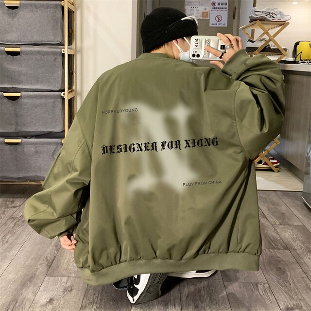 Vertigo letter printed American jacket men's spring and autumn zipper ...