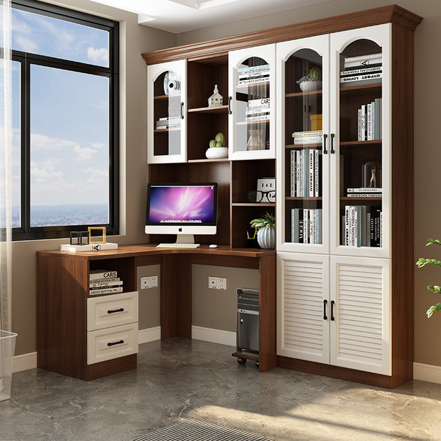 Bookcase desk integrated corner desk bookshelf combination simple ...