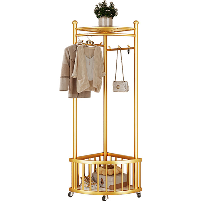 Clothes rack floor-standing bedroom metal corner coat rack bedside ...
