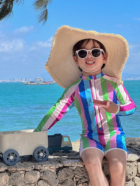 Children's conjoined swimsuit boys Ins boys fast dry swimming clothes ...