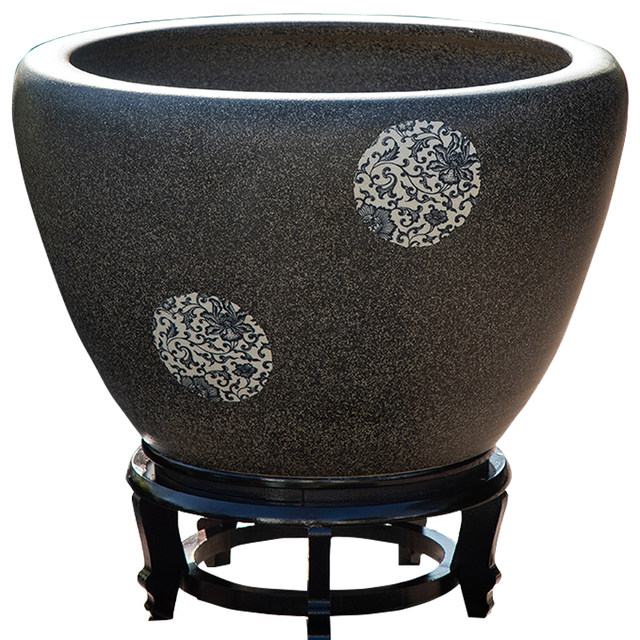 Jingdezhen ceramic cylinder goldfish basin water lily bowl lotus turtle ...