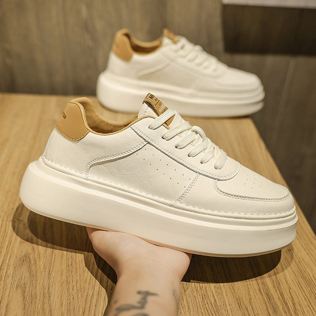 Autumn new white shoes genuine leather 45 extra large size men's shoes ...
