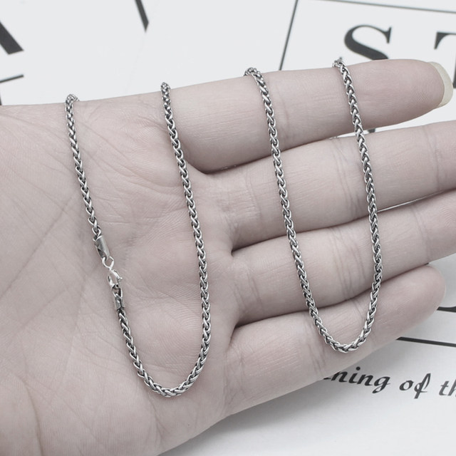 S925 sterling silver retro hemp horses whip necklace men's and women's fashion, simple ...