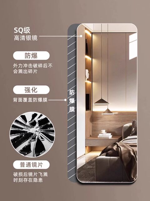 Aluminum Alloy Fancy Full-length Mirror Dressing Mirror Wall Self ...