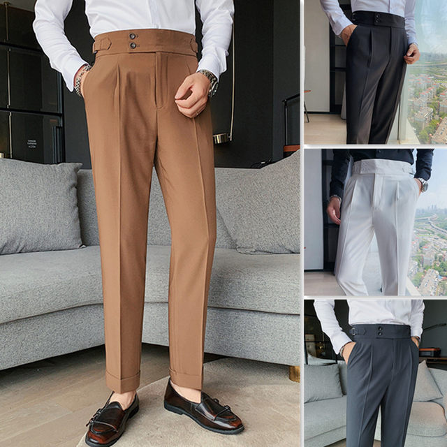 Naples Men's Trousers 25 Spring and Autumn New Beltless Black Casual ...