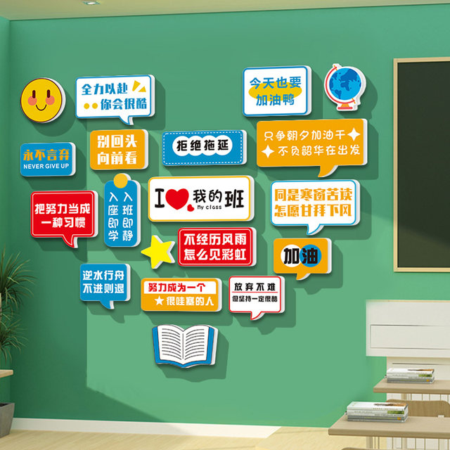 Class cultural wall stickers layout artifact slogans primary school ...