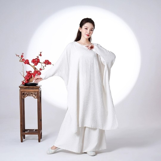 Zen dance clothing for women white Zen robe dress Chinese style retro ...