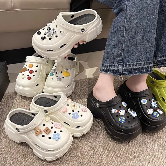 Women's thick-soled velvet Crocs shoes 2024 new anti-slip and odor ...