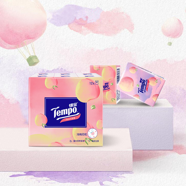 Tempo Depot Sweet Heart Peach Flavored Handkerchief Paper 4-layer ...