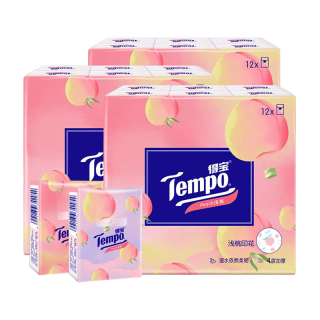 Tempo Depot Sweet Heart Peach Flavored Handkerchief Paper 4-layer ...