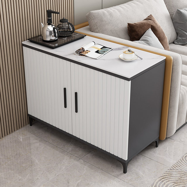 Light luxury mealside cabinet rock board household living room storage ...
