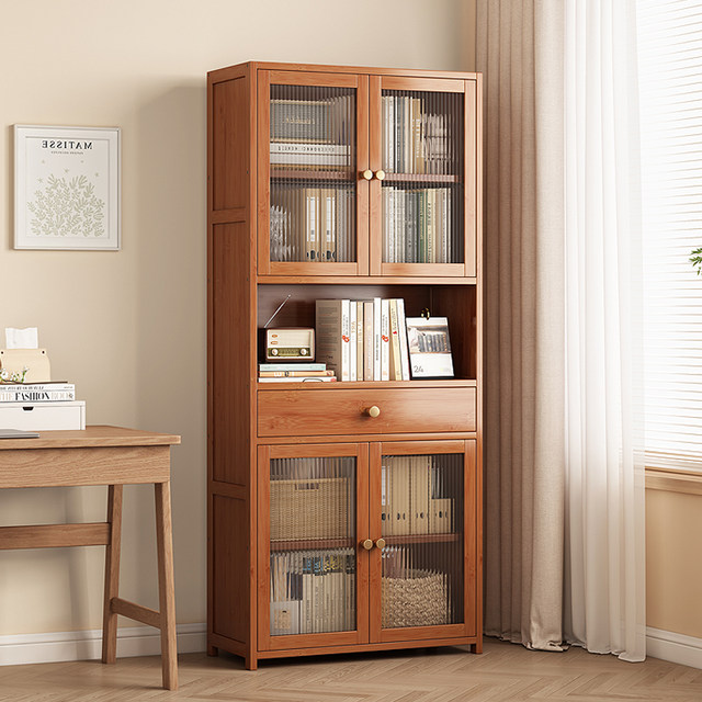 Solid wood bookshelf simple household small bedroom wall storage rack ...