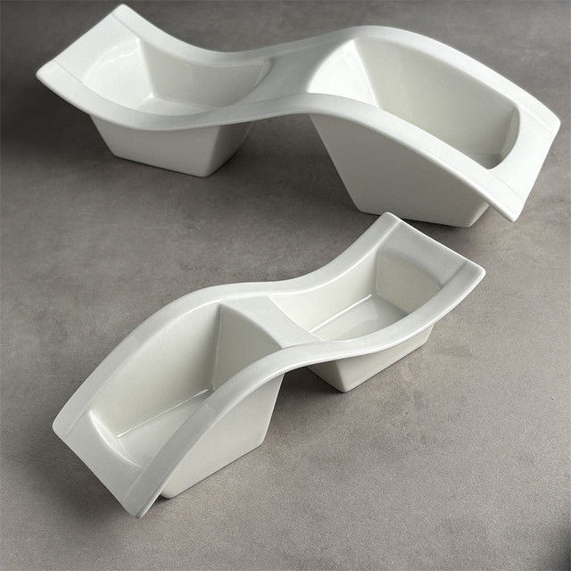 Love Delicious Two-Compartment Dish Double-Compartment Bowl Ceramic ...