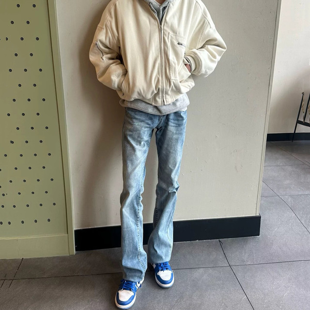 American basic light blue high elastic micro -elastic micro -jeans ...