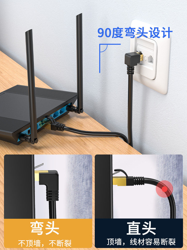 Cable de Red Ju xin 10 Gigabit Cat8 - Cable Ethernet Blindado de 90 Grados