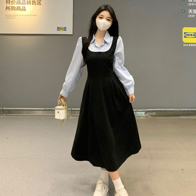 UU Anna large size fake two-piece polo dress women's summer and autumn ...