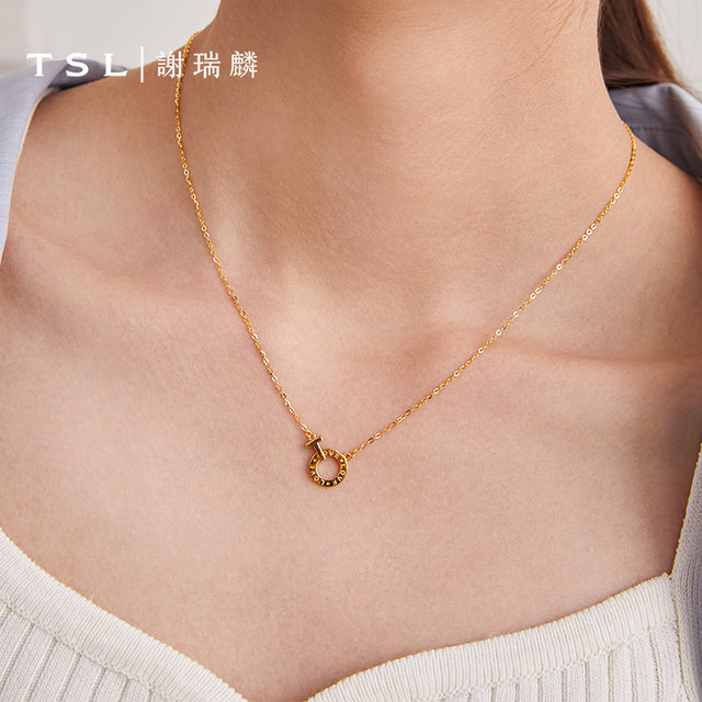 TSL Xie Ruilin gold necklace letter LOVE round brand gold set chain ...