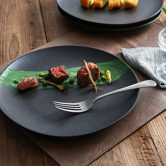 IMhouse steak dinner plate black frosted western dinner plate home ...