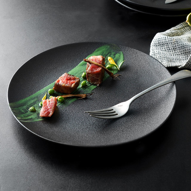 IMhouse steak dinner plate black frosted western dinner plate home ...