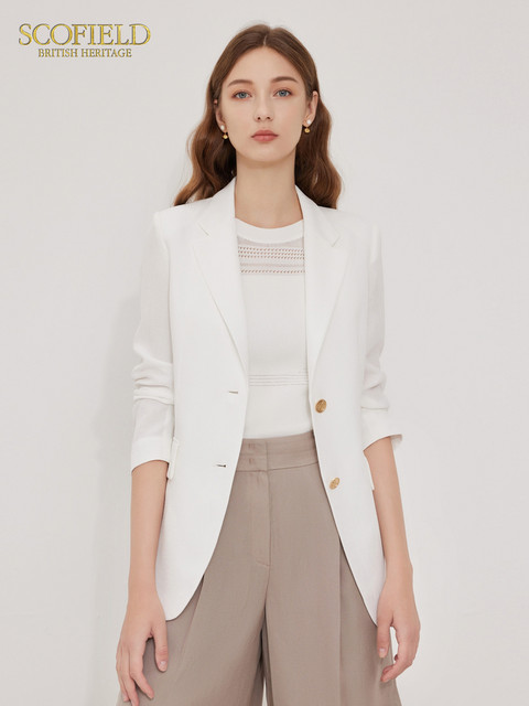 Scofield casual white suit jacket retro elegant waist-hugging ...