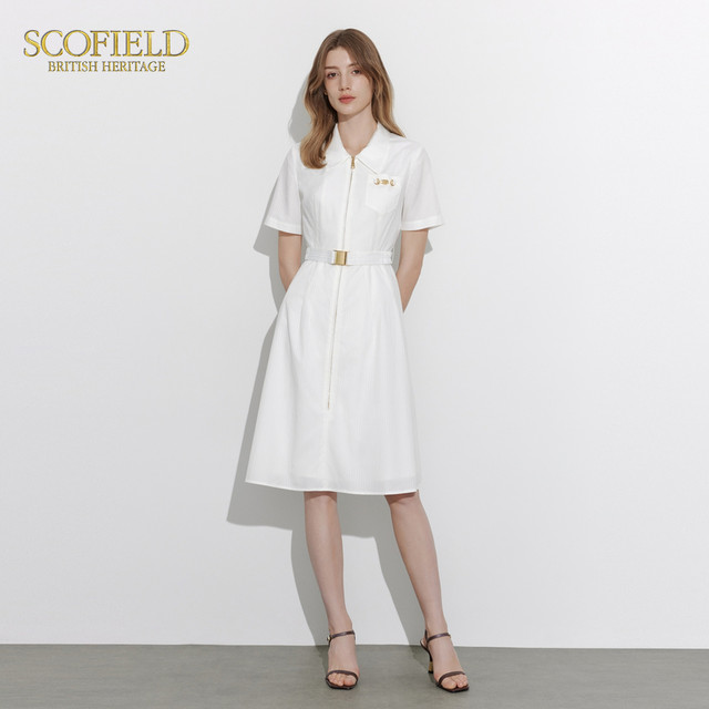 Scofield Women's White Short Sleeve Elegant Commuting Workwear Skirt ...