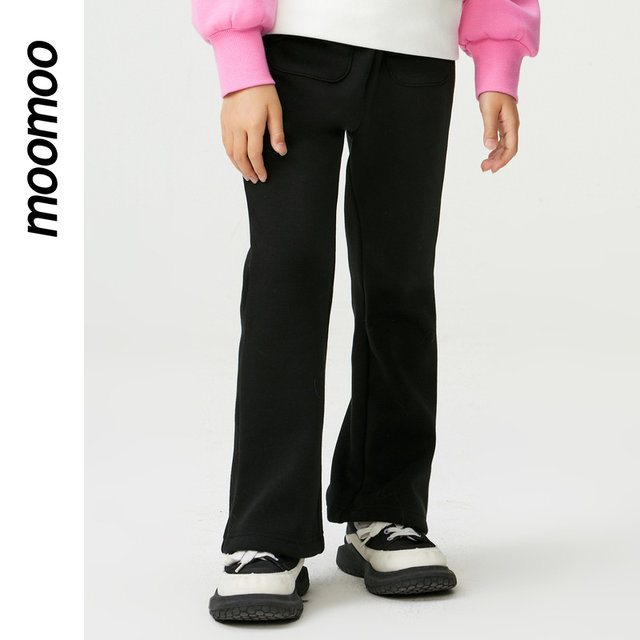 Moomoo children's clothing girl bow micro -nine -point pants without pouring fabrics, thick ...