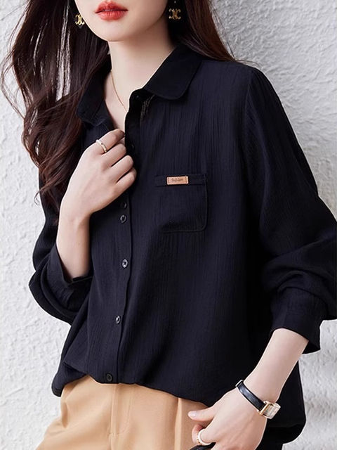 Pure cotton mid-length shirt for women in spring and autumn 2025 new ...