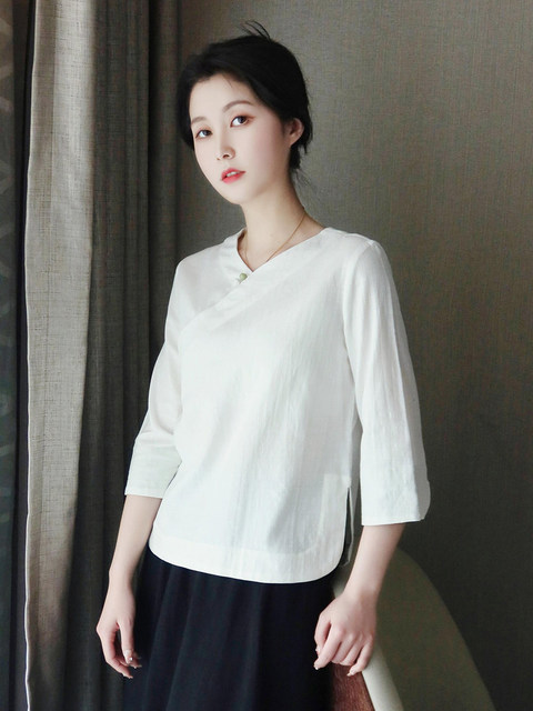 2025 summer white Hanfu tops for women's tea clothes for women Chinese ...