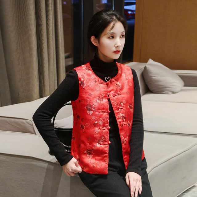 Tang suit women's Chinese style Chinese vest top retro buckle quilted ...