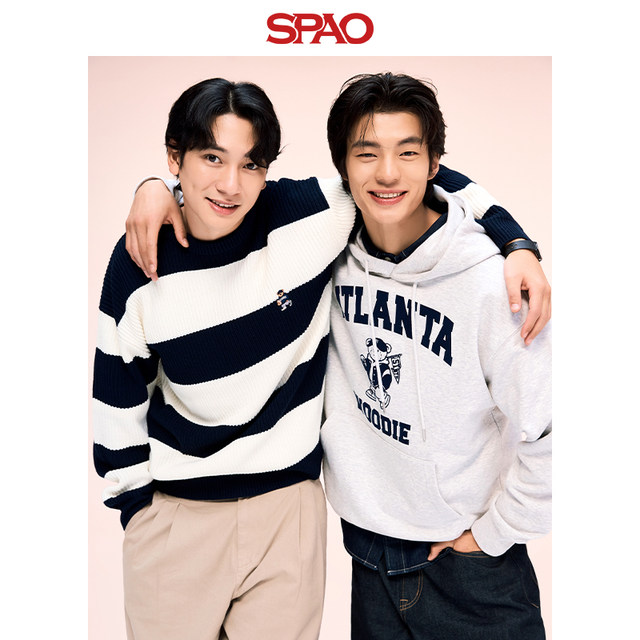 SPAO Korea's same 2024 autumn new men's bear Woodie striped sweater SPKWE11C52