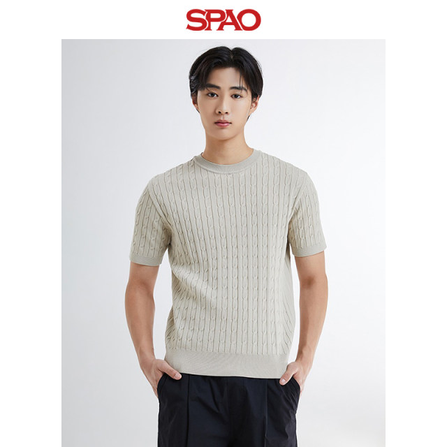 SPAO Korea's same style 2024 summer new men's fashion knitted sweater SPKWE25C03