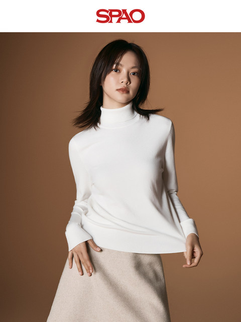 SPAO Korea's 2024 winter new women's temperament bottoming turtleneck knitted sweater SPKAE4TW01