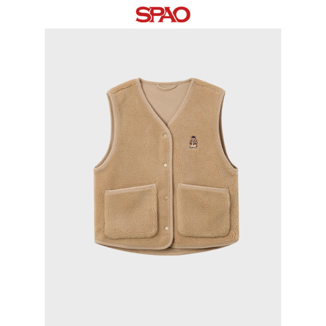 SPAO Korea's same 2024 winter new product women's cold-proof bear Woodie vest SPFZE4VG40