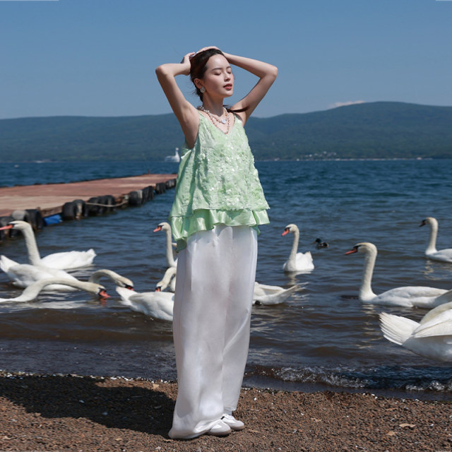 Wu Xin, the same Xiaoli Xiao Li Seeing Silk Tie Tie Top Tap Top Set ...