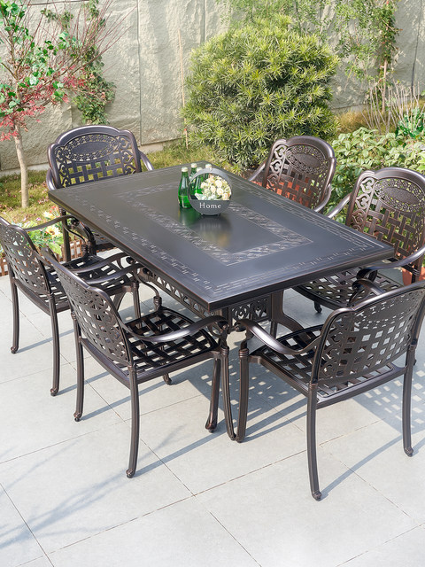 Outdoor tables and chair cast aluminum courtyard villa outdoor open ...