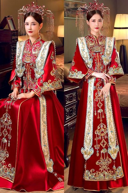 Rental Xiuhe clothing bride 2024 new dragon and phoenix gown wedding ...