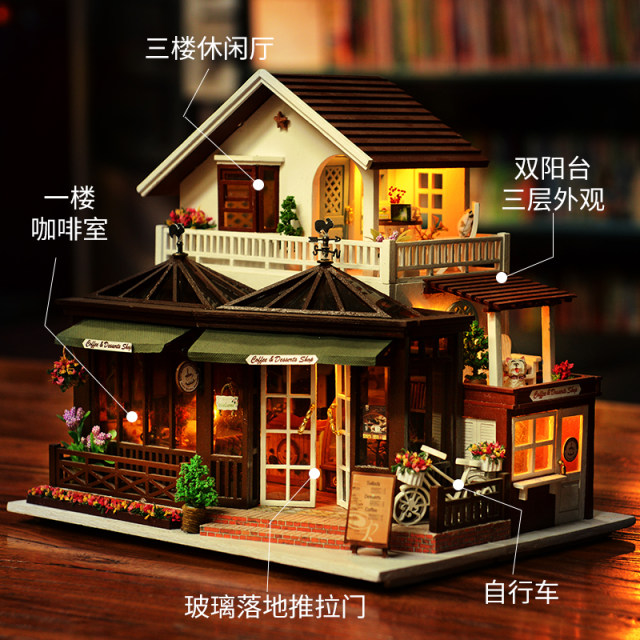 Collection diy handmade building blocks mini miniature house cabin ...