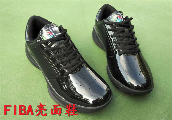 Fiba Champions League Glossy Referee Shoes in Black Patent Leather